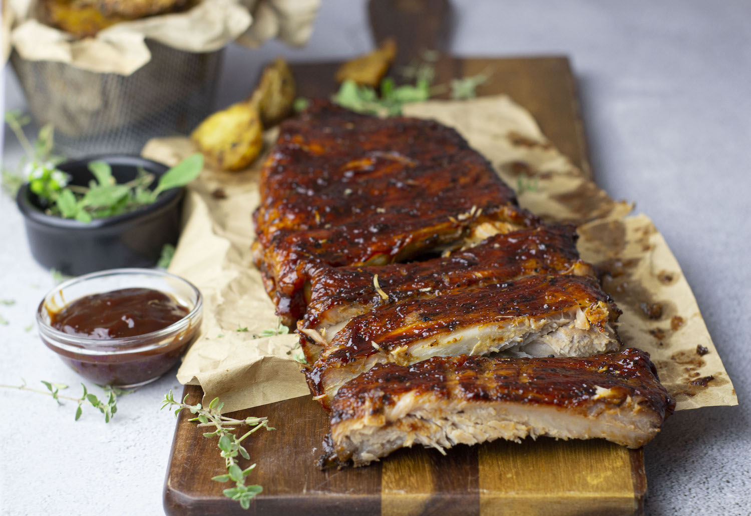 Costillas de cerdo al horno en salsa barbacoa | American BBQ ribs ...
